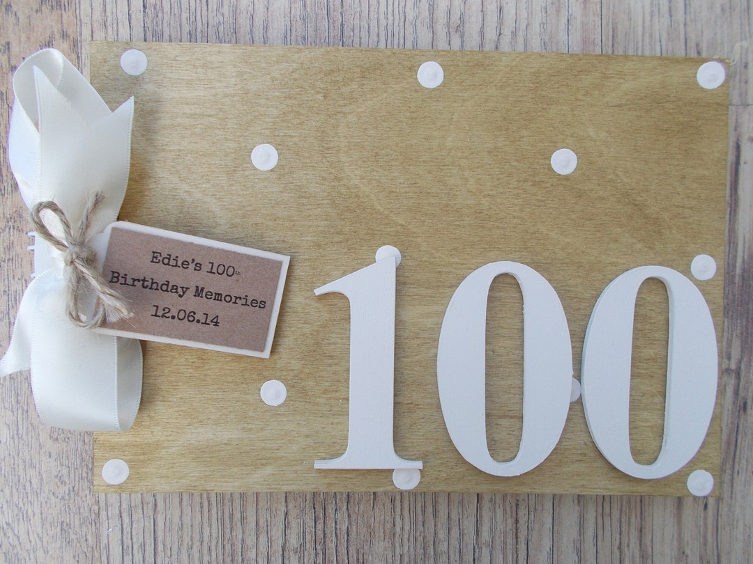 Wooden Personalised 100th Birthday Guest Book Memories Memory Scrapbook ...