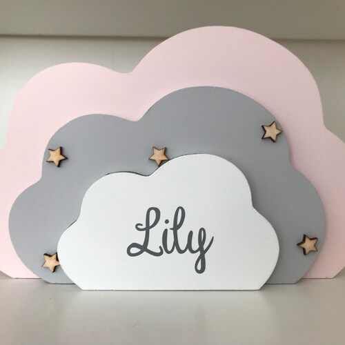 Personalised Wooden Hanging Name Cloud Nursery Decor Wall | Etsy