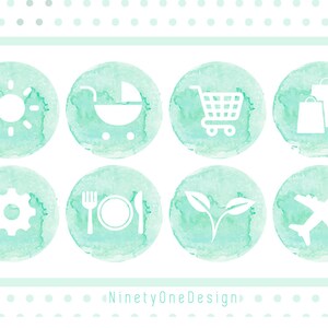 Instagram Story Highlight Icons Watercolor Cover Mint Teal Polka Dot - Etsy