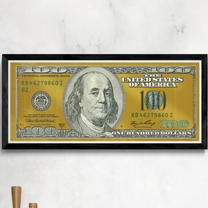 Gold American One Hundred Dollar Bill Wall Art, Gold Dollar Bill ...