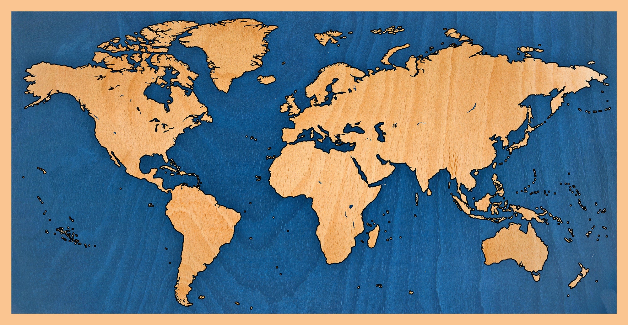 World Map Wood Design Wall Art, Photographic Print Map of the World ...