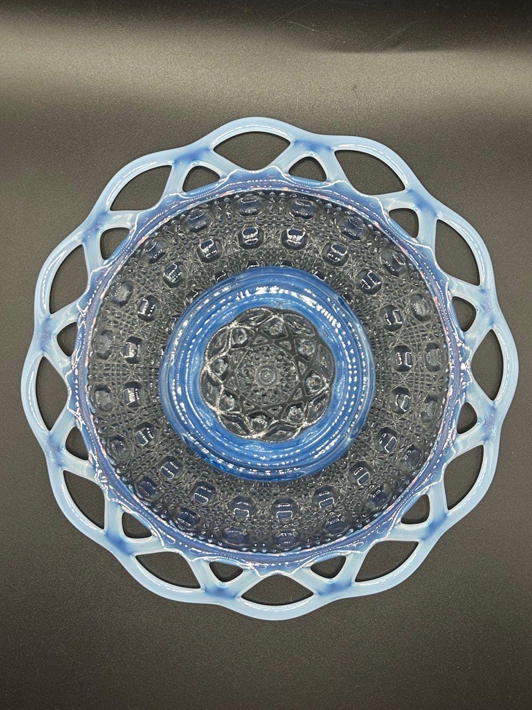 Rare Vintage Imperial Lace Edge Saucer / Candy Dish Opalescent Blue ...