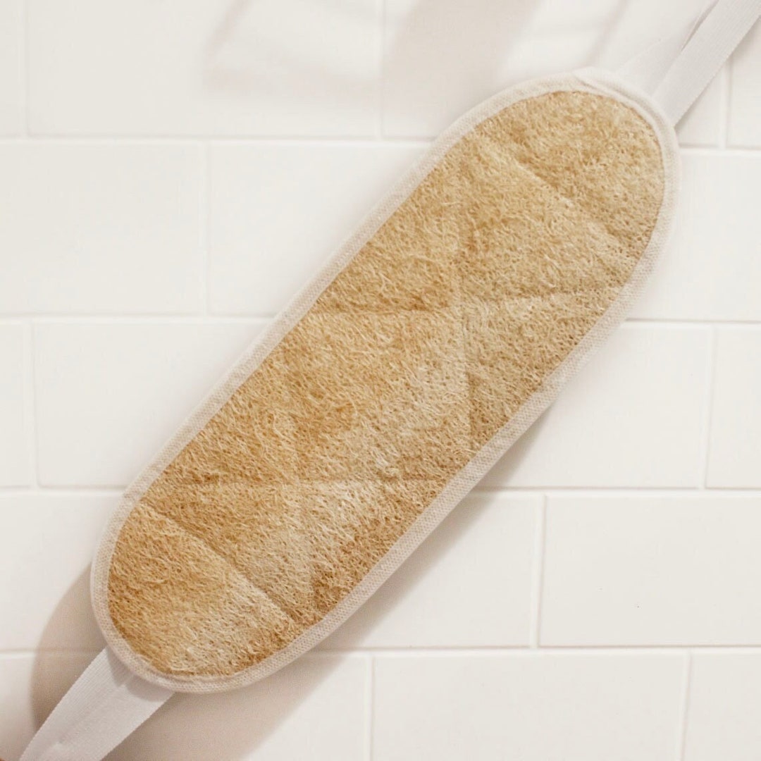 Natural Loofah Back Scrubber Strap With Terry Cloth || Light to Medium ...