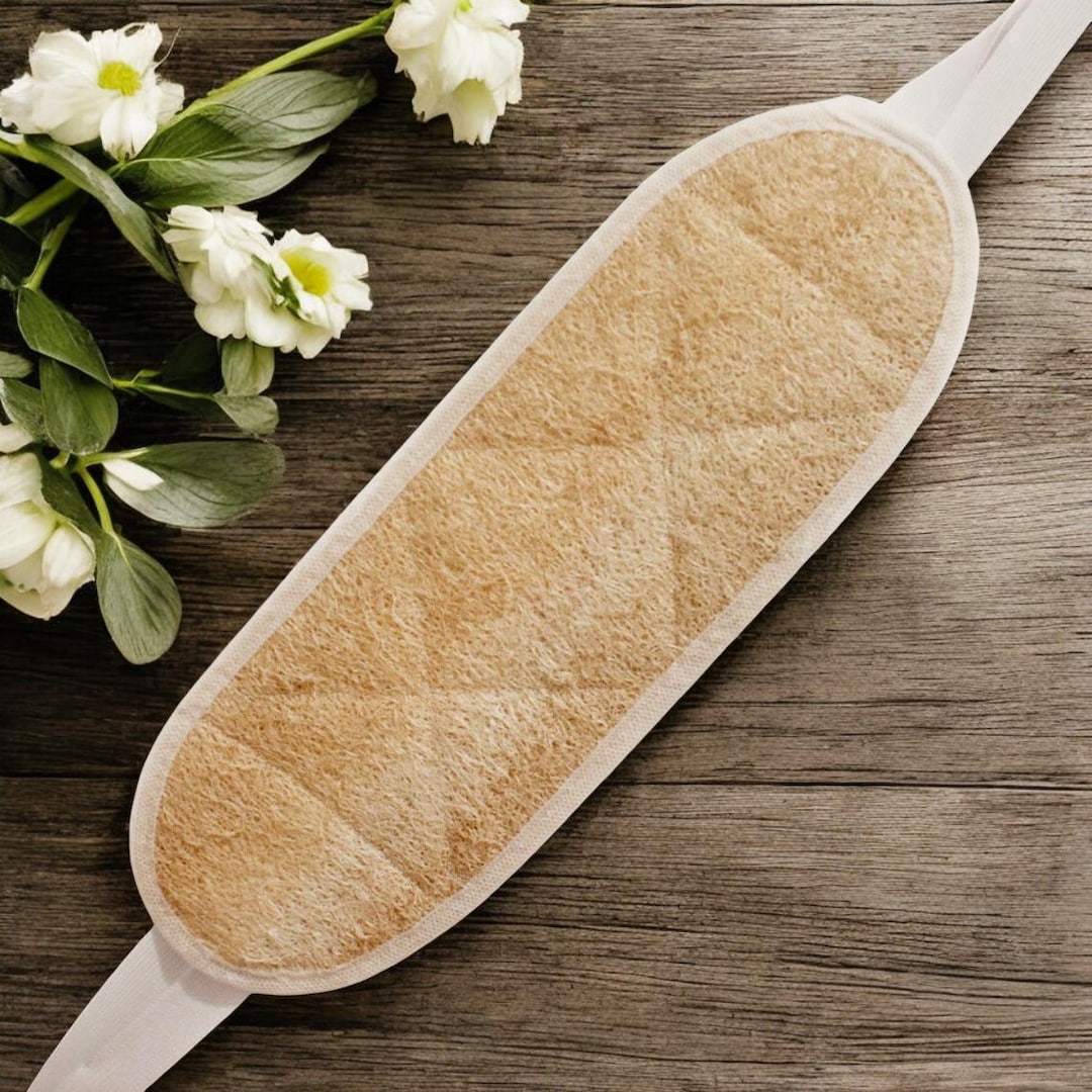 Natural Loofah Back Scrubber Strap With Terry Cloth || Light to Medium ...
