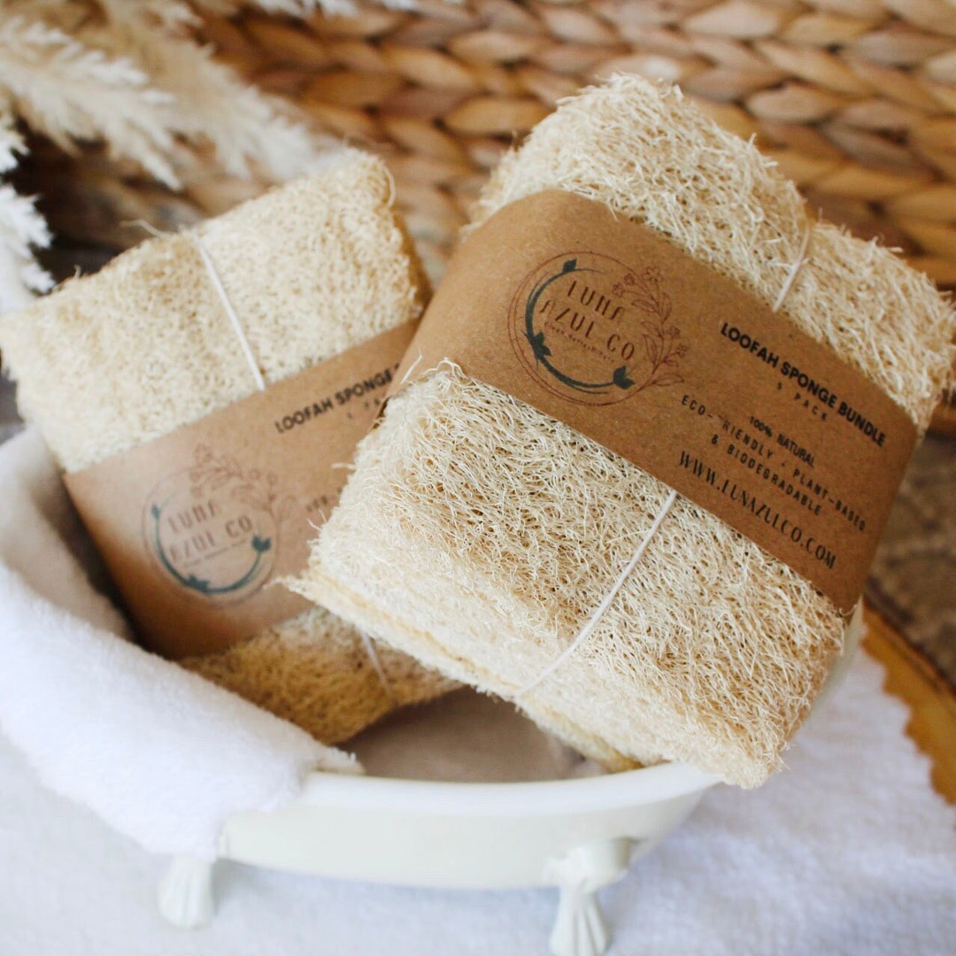 Natural Loofah Sponge Bundle: Eco-friendly, Vegan, Biodegradable (5 ...