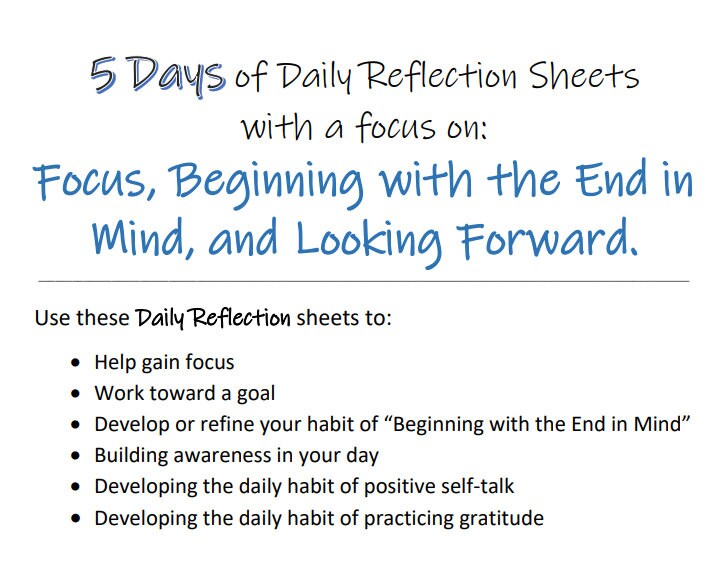 Focus Reflection Sheets - Etsy