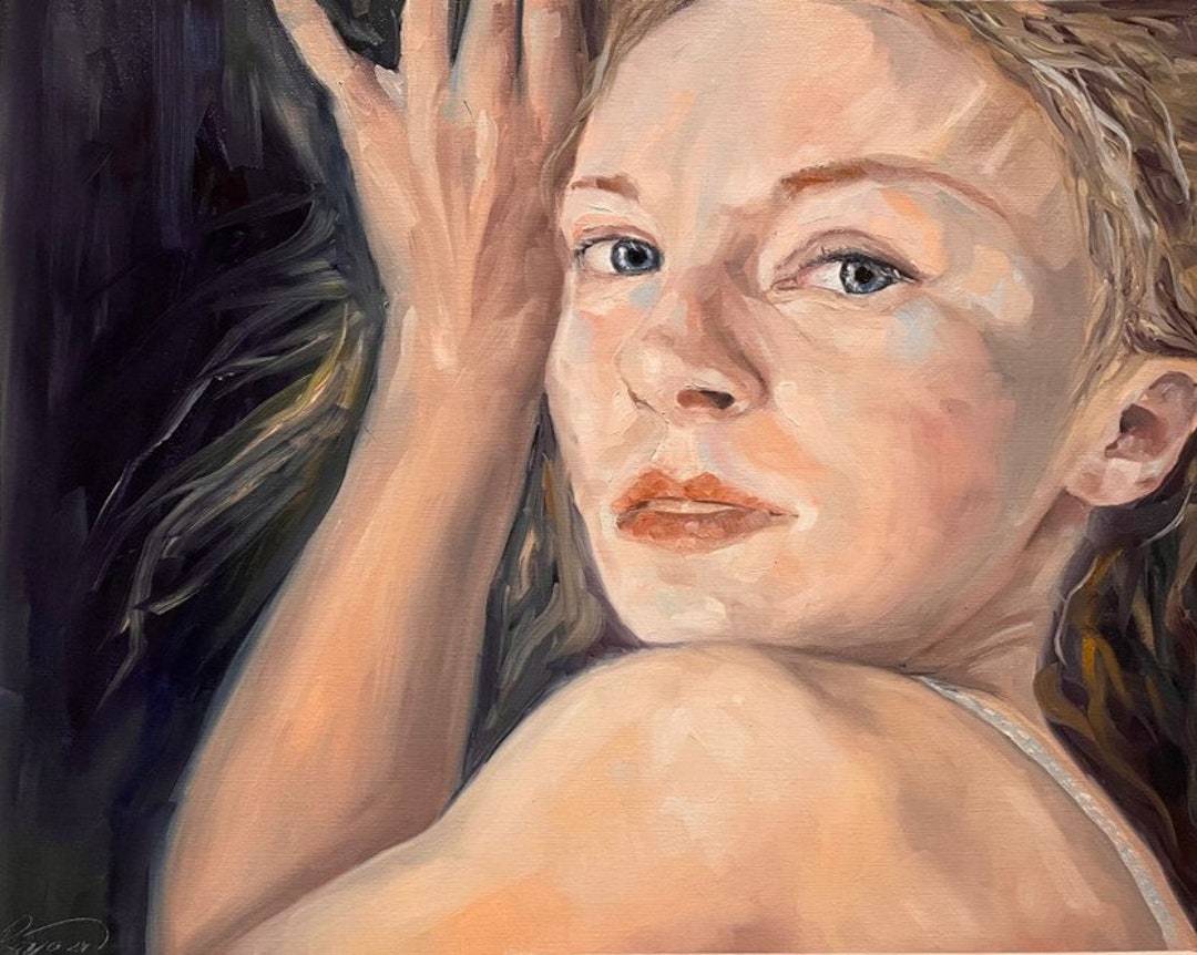 Reflective Gaze. Original Oil Painting on 4050 Cm Canvas Sheet ...