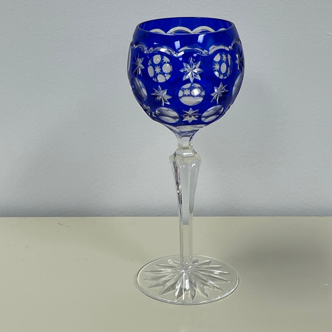 Blue Crystal Cut Glass AJKA Hungarian Crystal Goblets / Wine Glass / - Etsy