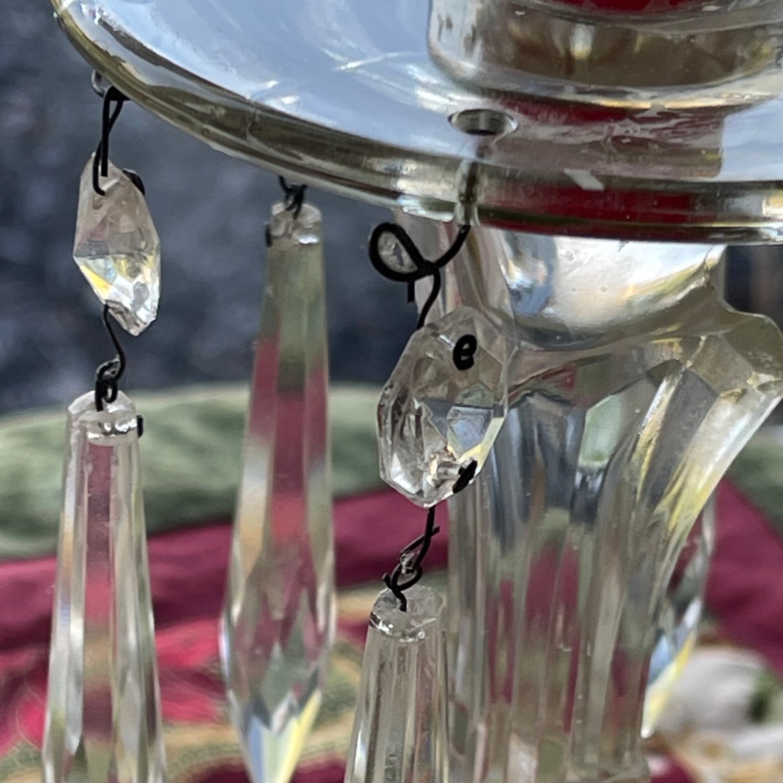 French Country Victorian Candle Labra With Prisms Set of Two - Etsy