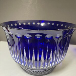 Punch Bowl Blue Cut Glass Crystal Bowl AJKA XENIA King Louis Cobalt - Etsy