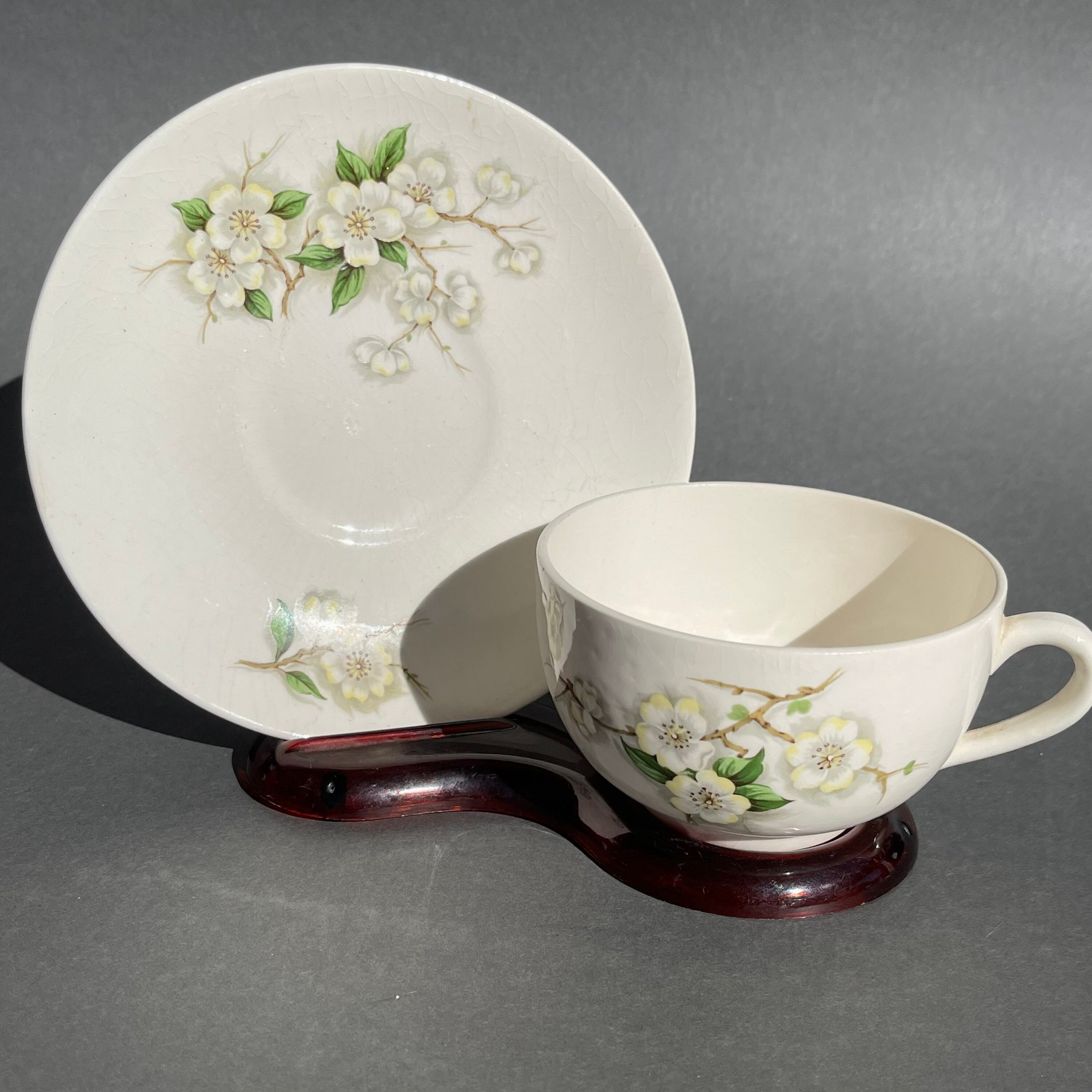 Vintage Queen Anne Apple Blossom Teacup and Saucer - Etsy