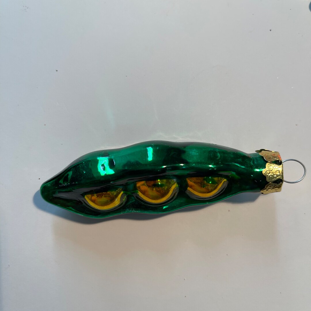 Vintage Glass Christmas Peas in a Pod Ornament Holiday Decor Friend ...