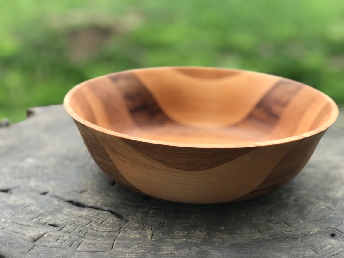 New Multi Wood Bowl Turned Bowl Mixed Wood Maple Oak Mahogany - Etsy
