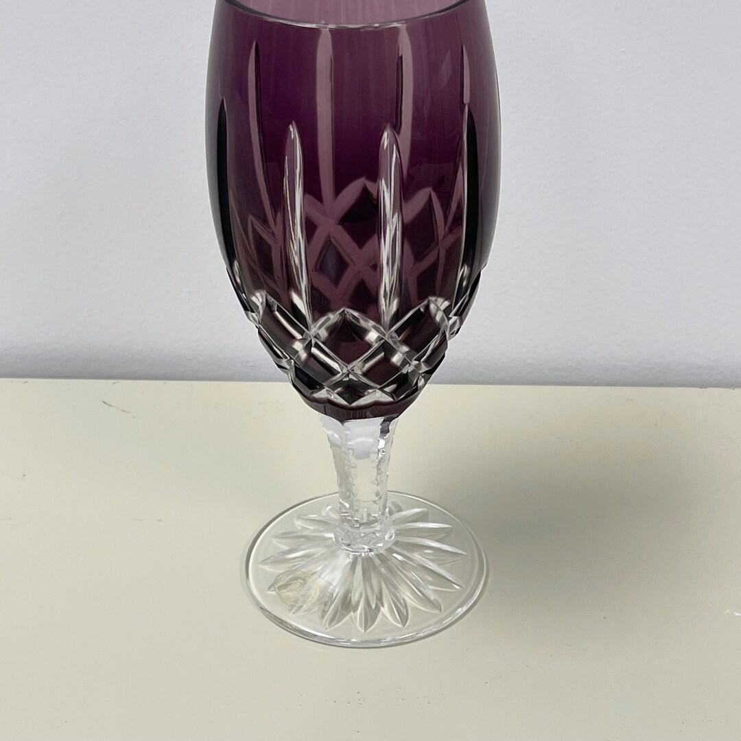 Purple Cut Crystal Wine Glass AJKA Hungarian Crystal Goblets /purple ...