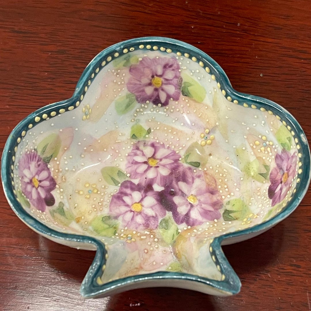 Raised Hand Painted Miniture Spade /clover Dish - Etsy