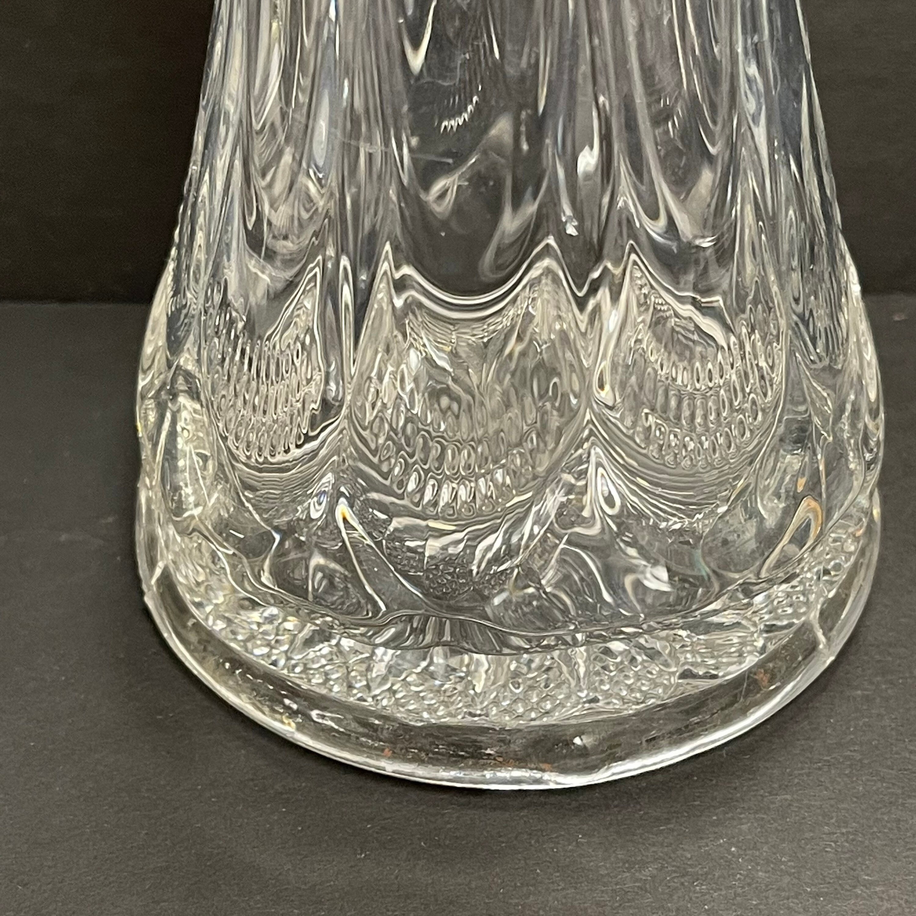 Vaseline Glass Clear Tall Thin Vase Pressed Etching Bottom and Edges ...