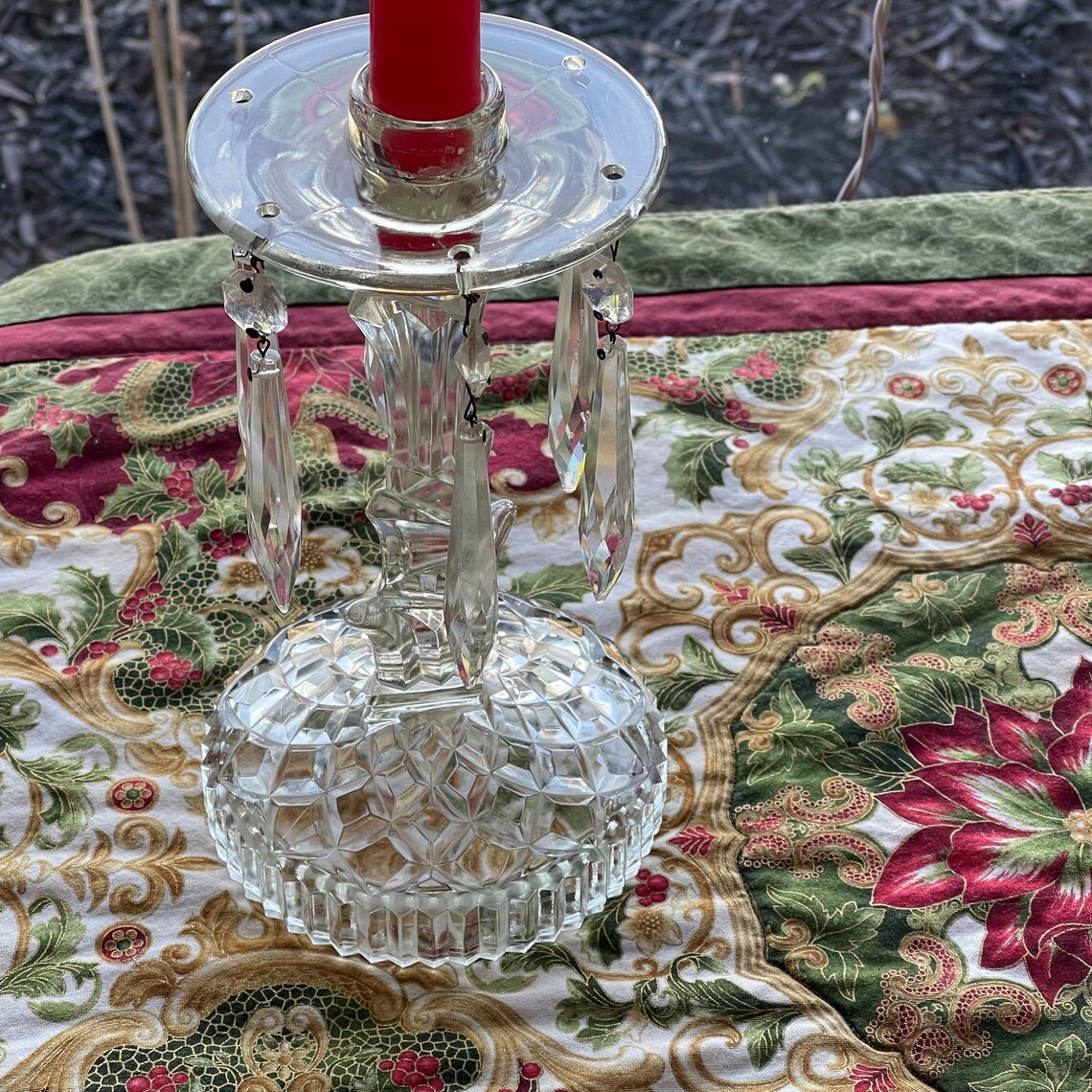 French Country Victorian Candle Labra With Prisms Set of Two - Etsy