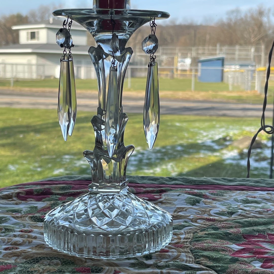 French Country Victorian Candle Labra With Prisms Set of Two - Etsy