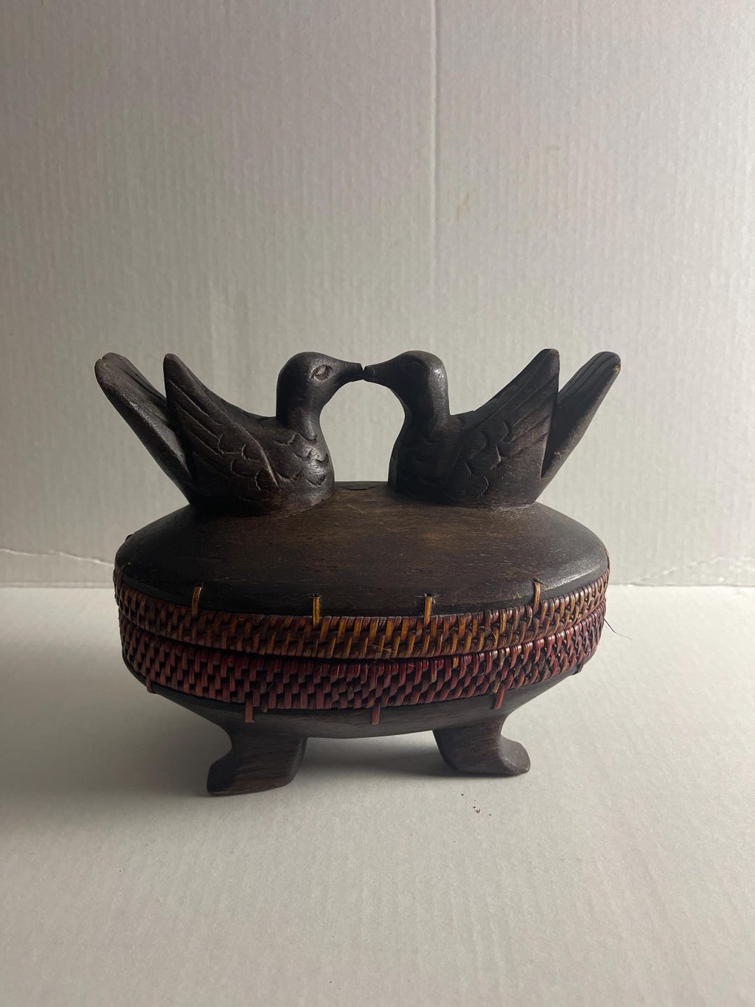 Hand-carved Wooden Dove Keepsake Box – Vintage Lovebird Trinket Box ...