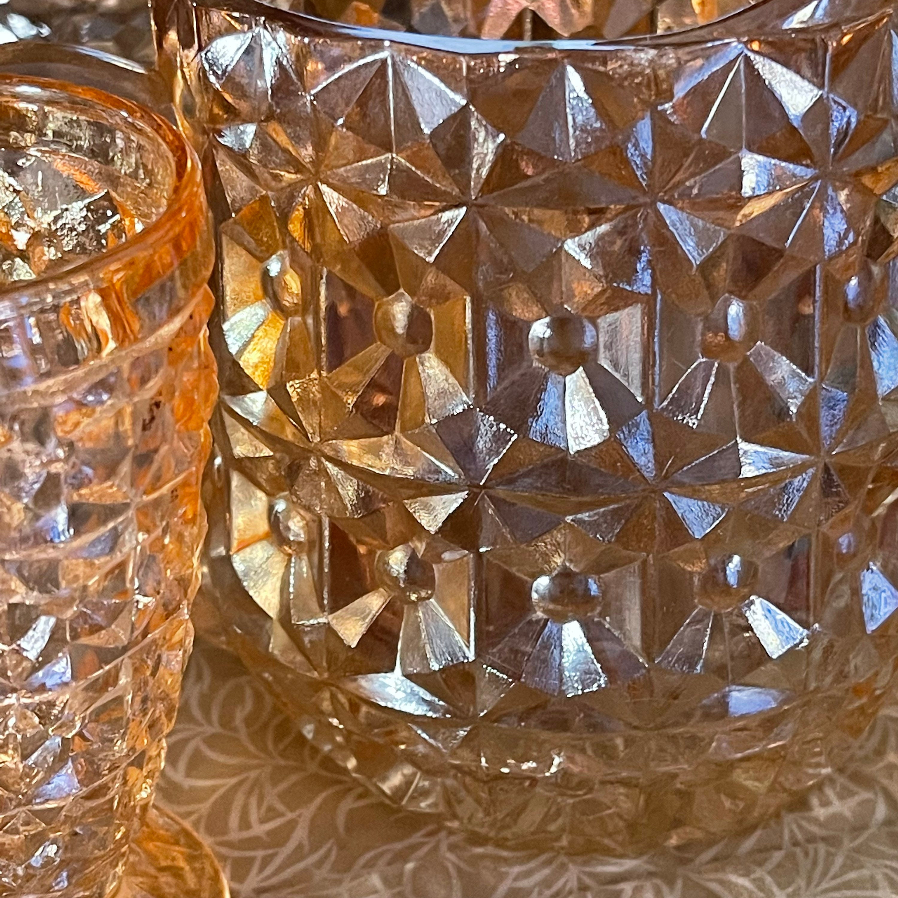 Depression Glass Juice Cups and Pitcher Iridescent Orange Carnival ...