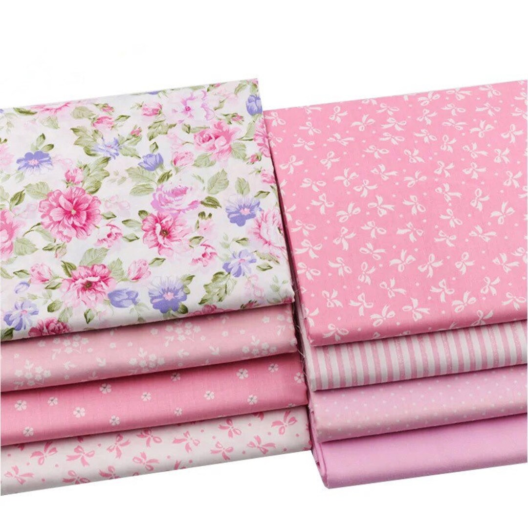 Pink Bundle of 8pcs 100% Cotton Fabric Cuts Sized 50x40cm (19" X 15 ...