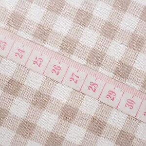 Beige and White Checked Linen Fabric Natural Linen Cotton Blend by the ...