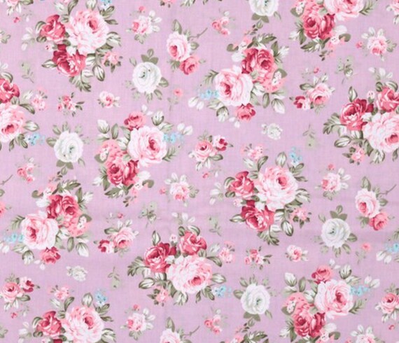 Pink Rose Fabric Pink Floral Fabric Rose Cotton Flower 100% - Etsy