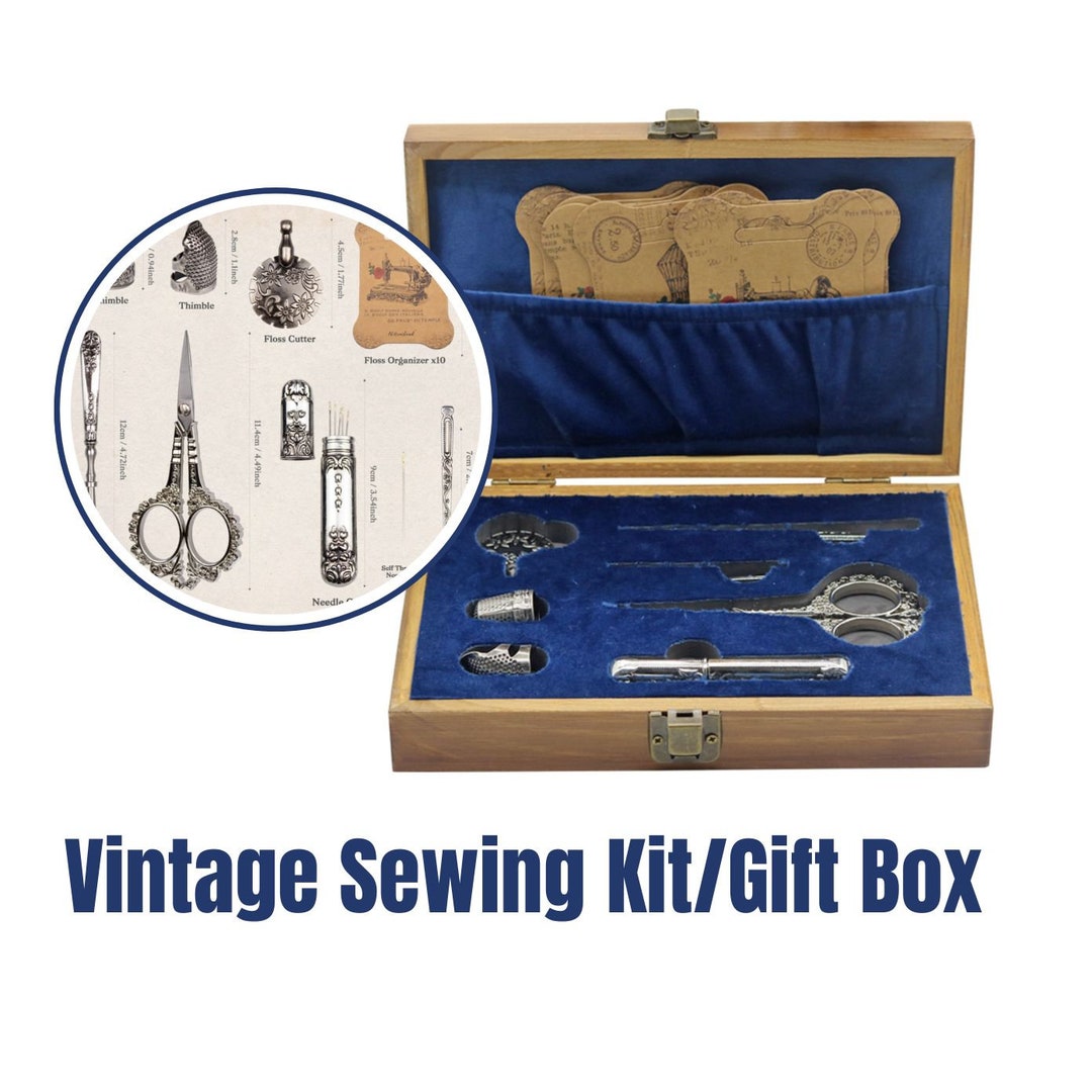 Sewing Box Wooden Sewing Storage Embroidery Threads Vintage Sewing ...