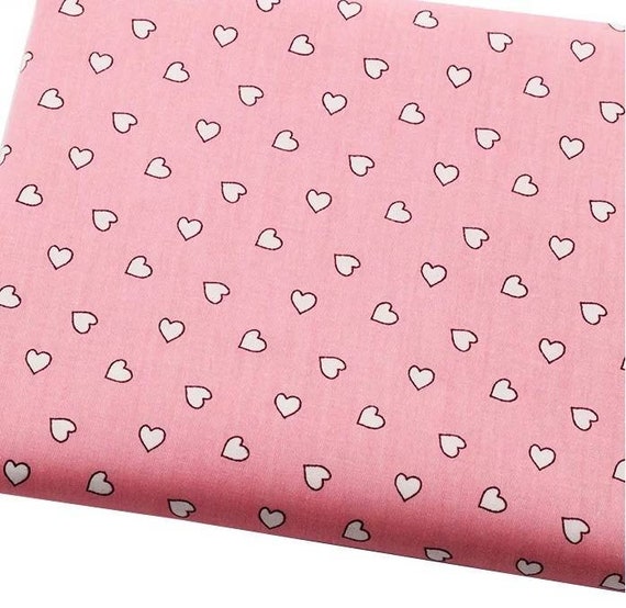 Pink hearts cotton fabric Valentines sewing Valentimes | Etsy