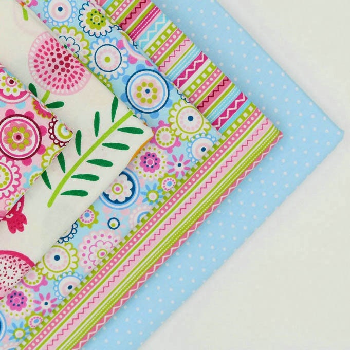 Flower Fat Quarters, 5 Piece 40x50cm/15,7x19.7inch, 100% Cotton Fabric ...