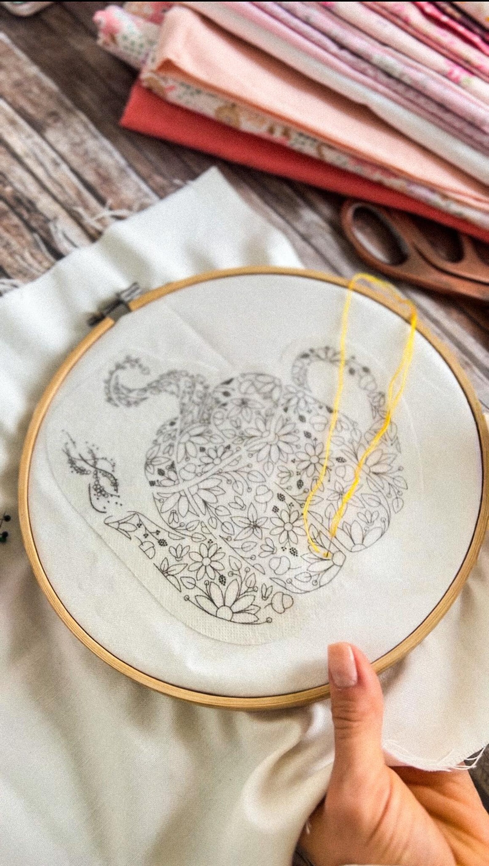 Pumpkin Kettle With Flowers Stick and Stitch Embroidery Pattern Autumn ...
