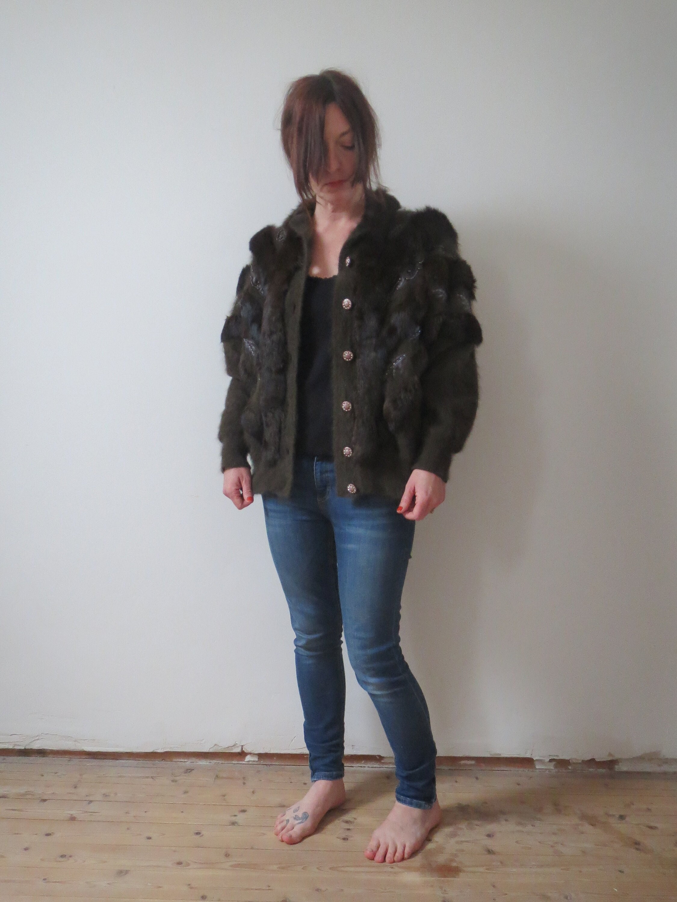 Vintage French 1970s 1980s Angora Rabbit Jacket Cardigan - Etsy