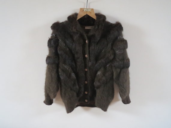 Vintage French 1970s 1980s angora rabbit jacket cardi… - Gem
