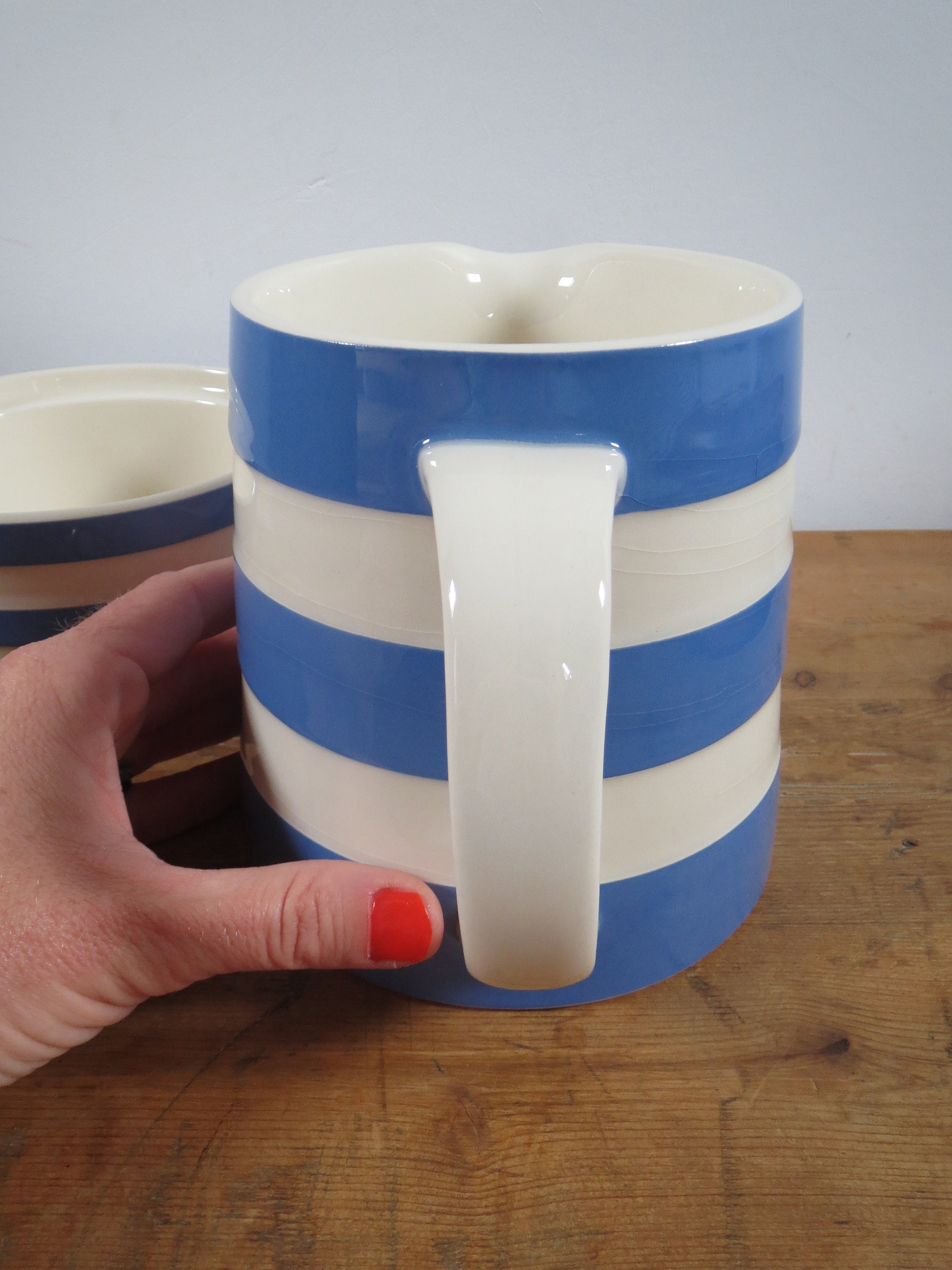 Vintage T G Green Cornishware Jug and Bowl - Etsy