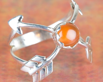 Orange stone ring | Etsy