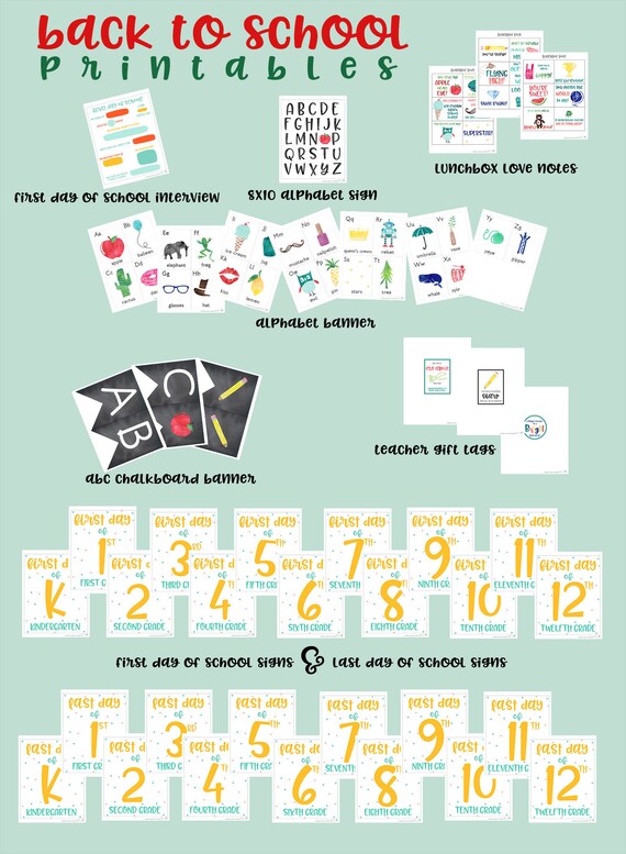 Back to School Printable Bundle Instant Download Printable | Etsy
