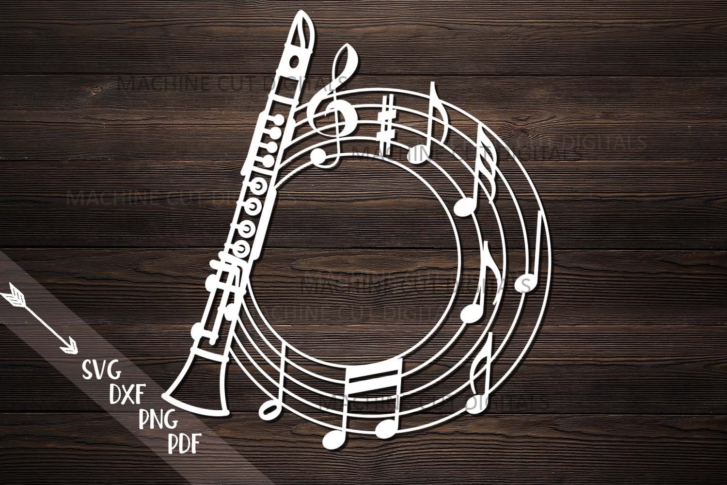 Clarinet Monogram Frame for Name Sign Svg Laser Cut File for | Etsy