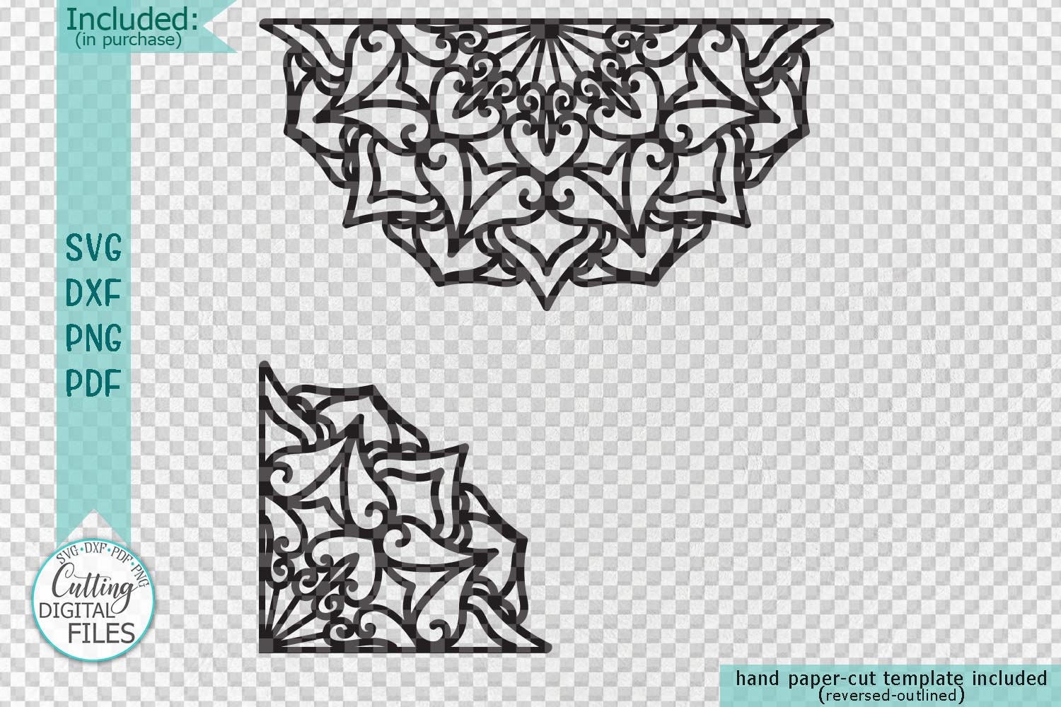 Mandala Corner Svg Cut File Half Mandala Svg Mandala Border - Etsy