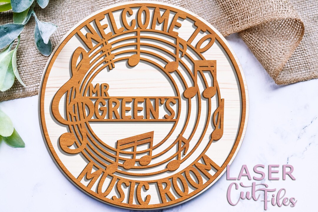 Music Name Sign Svg, Music Room Sign Svg, Music Teacher Laser Cut File ...