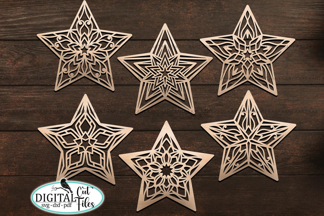 Christmas Star Svg Bundle, Stern Svg, Laser Cut Template, for Cricut ...