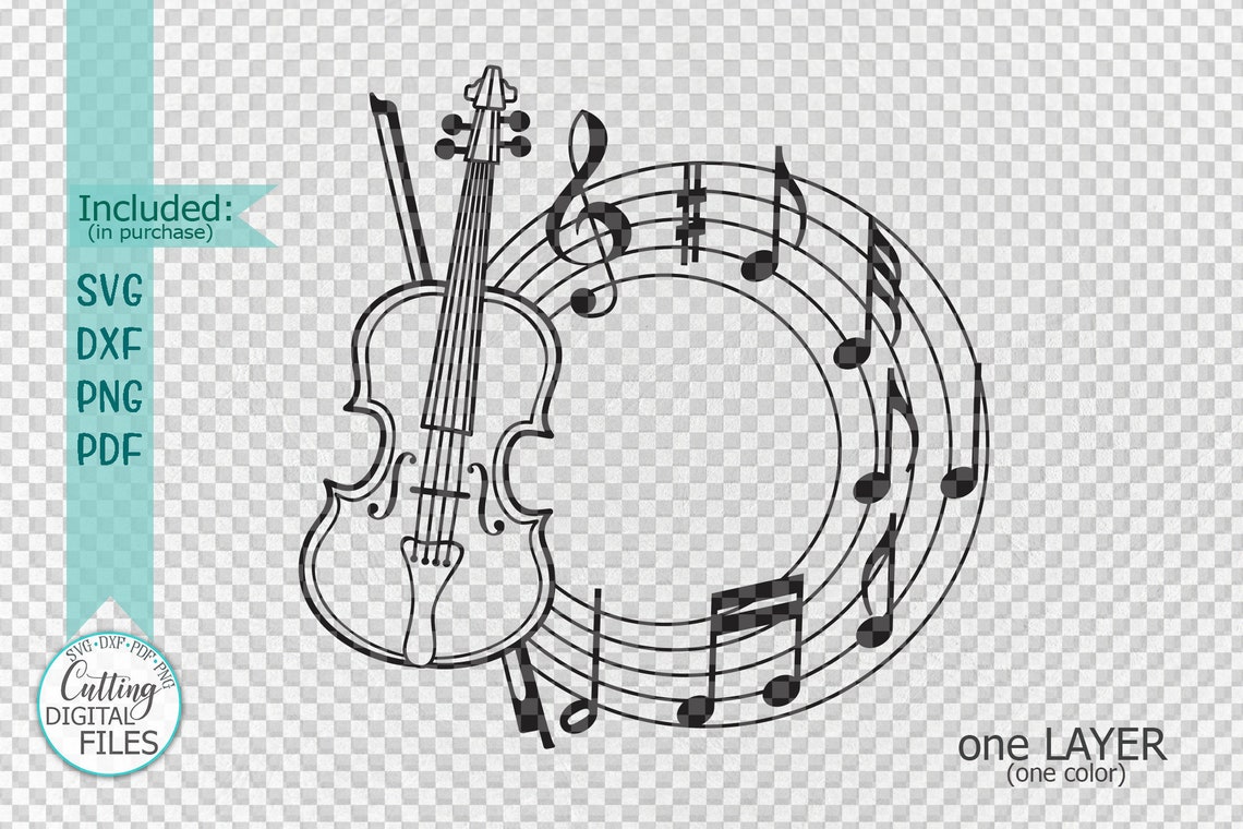 Violin Monogram Frame for Name Sign Svg Laser Cut File for | Etsy
