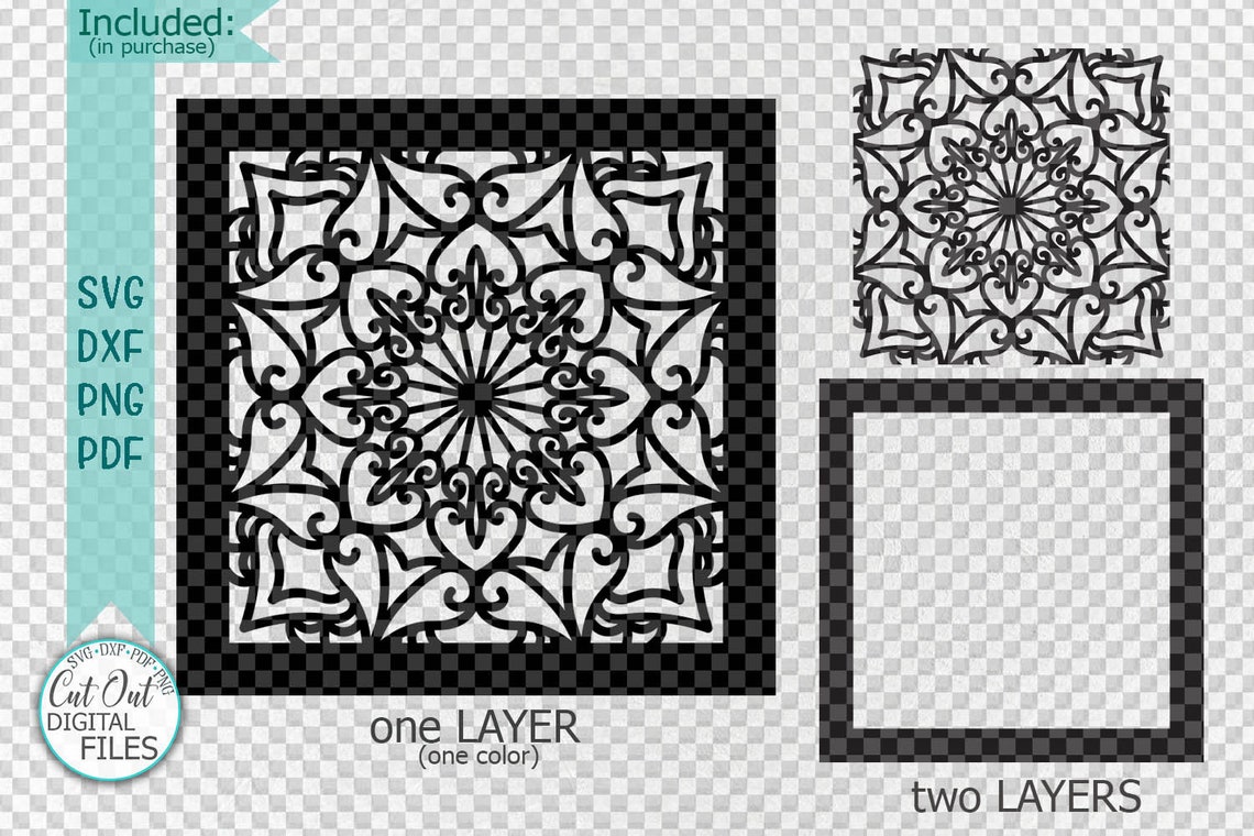 Square mandala sign svg laser cut file for glowforge cricut | Etsy