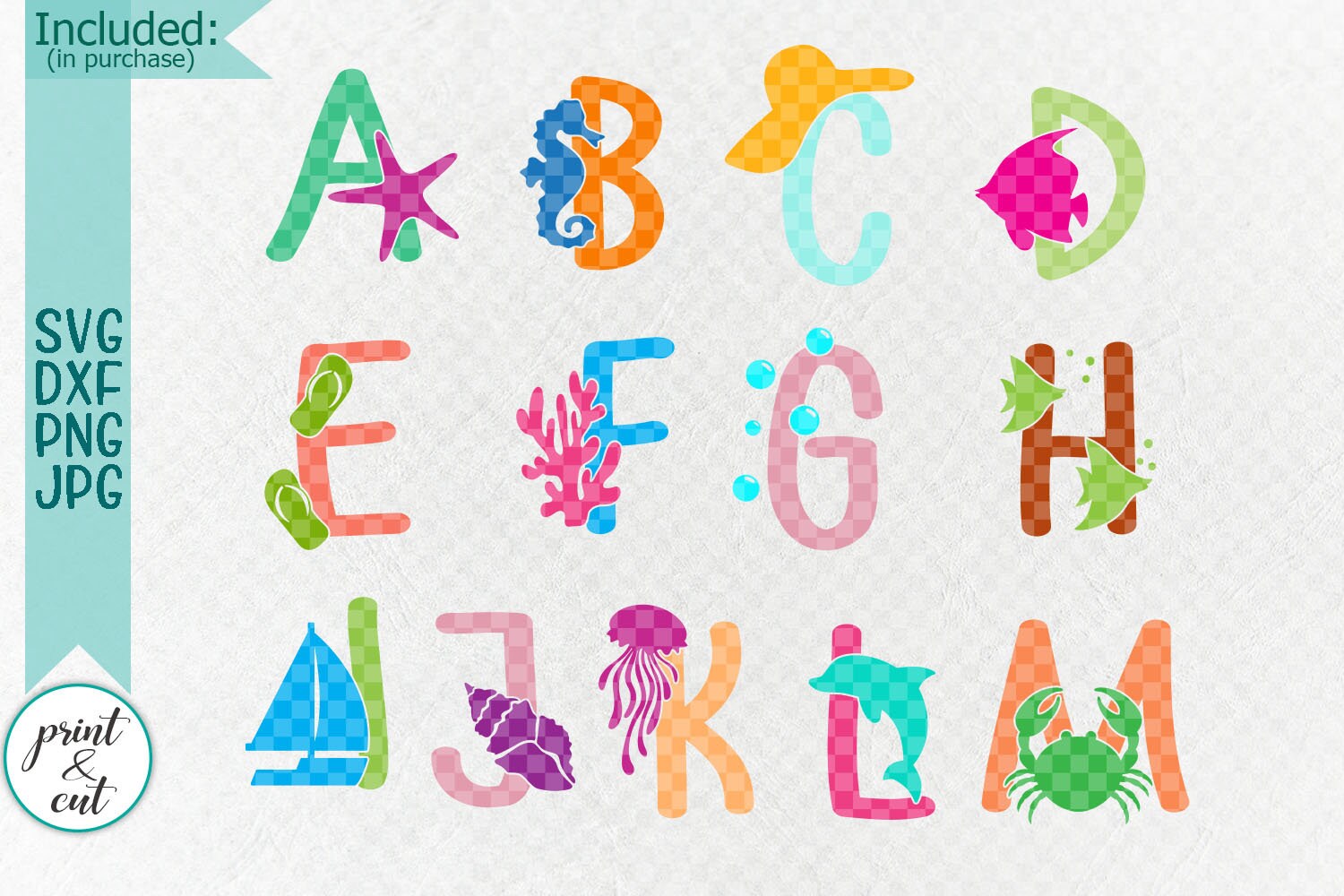 Under the Sea Alphabet Svg Cut File Sublimation Print Clipart | Etsy