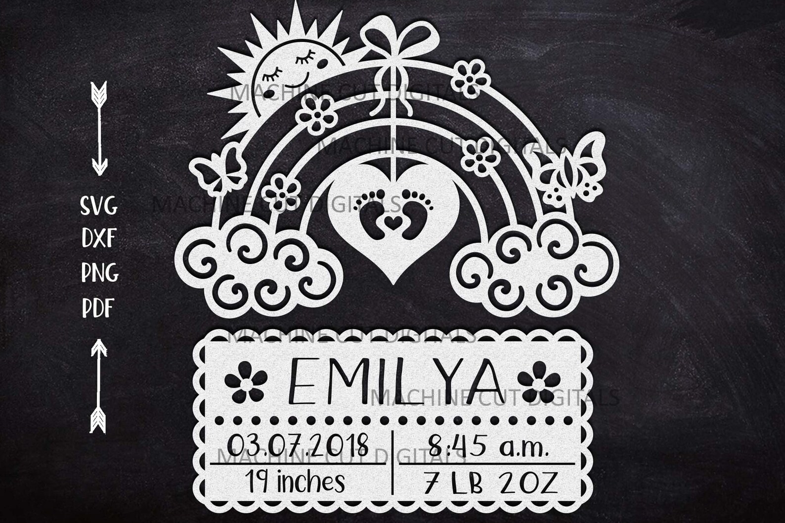 Birth Stats Svg Birth Announcement SVG Laser Cut Template - Etsy