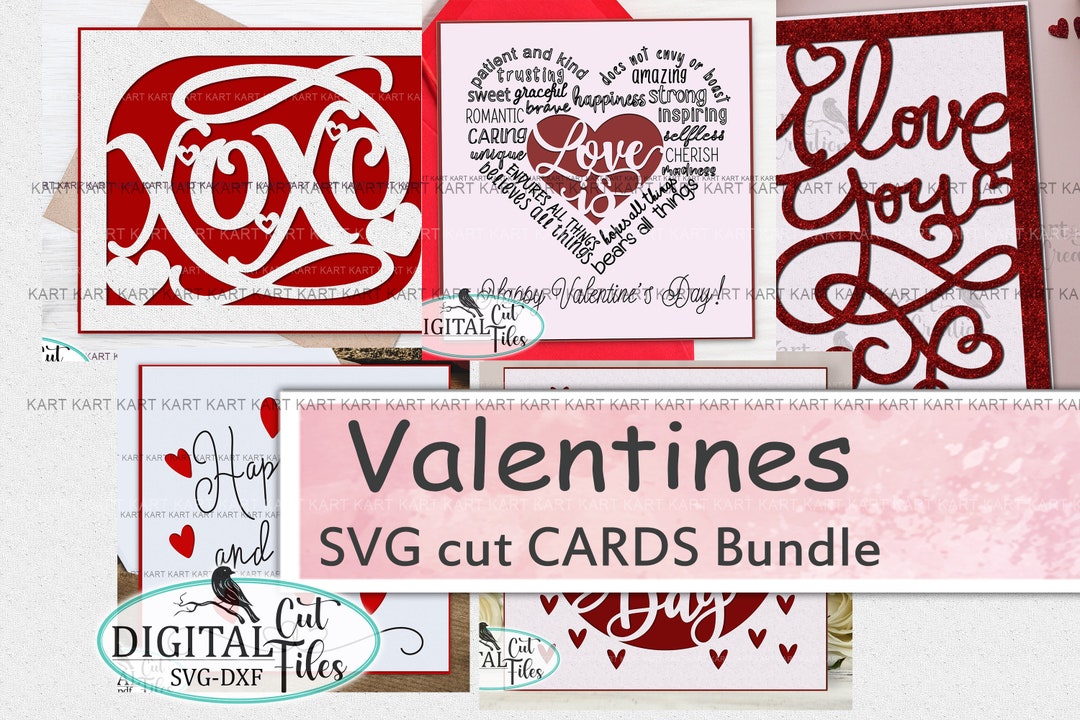 Valentines Insert Card Bundle Svg, Cards Cricut, Valentines Day Cards ...