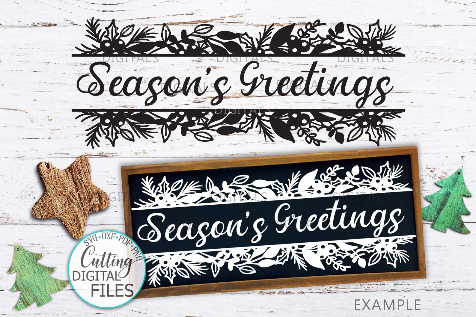 Seasons Greetings Svg Christmas Sign Svg Long Horizontal | Etsy
