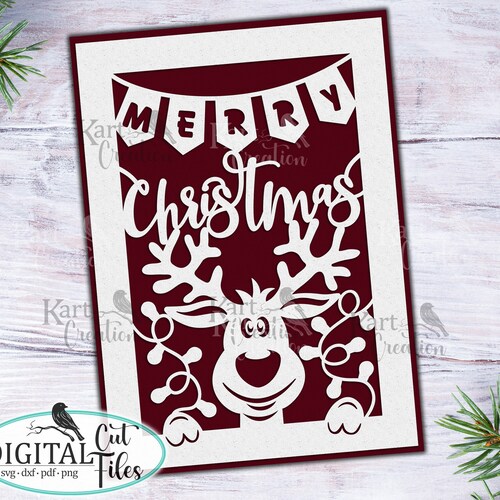 Cricut Christmas Card Svg Deer Card Svg Merry Christmas - Etsy