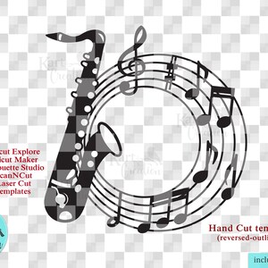 Saxophone Monogram Svg, Saxophone Svg, Cricut Cut File, Silhouette File ...