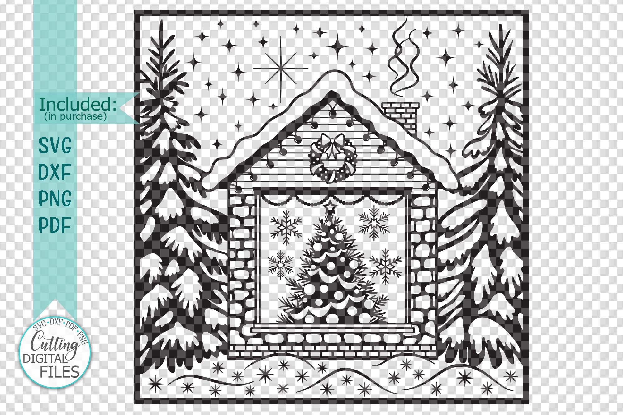 Cabin Christmas Scene Svg Christmas Scene Svg Christmas - Etsy Canada