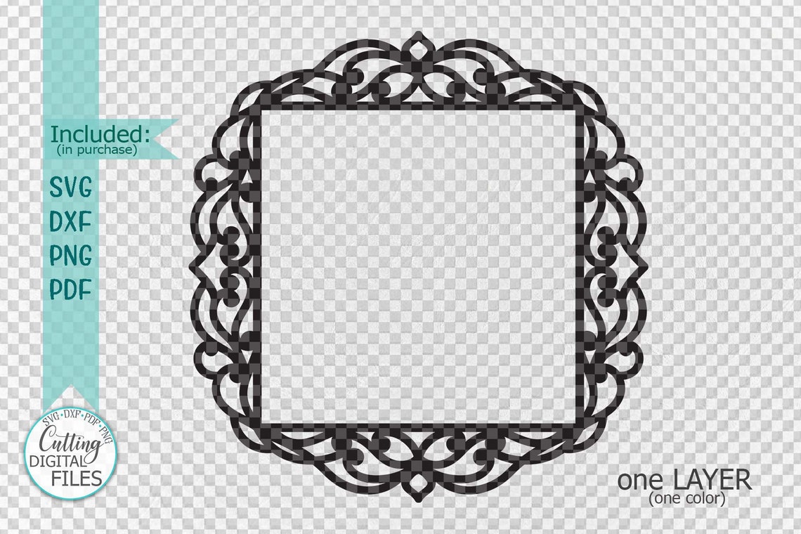 Swirly Frame Svg Square Frame Svg Laser Cut Template Paper - Etsy